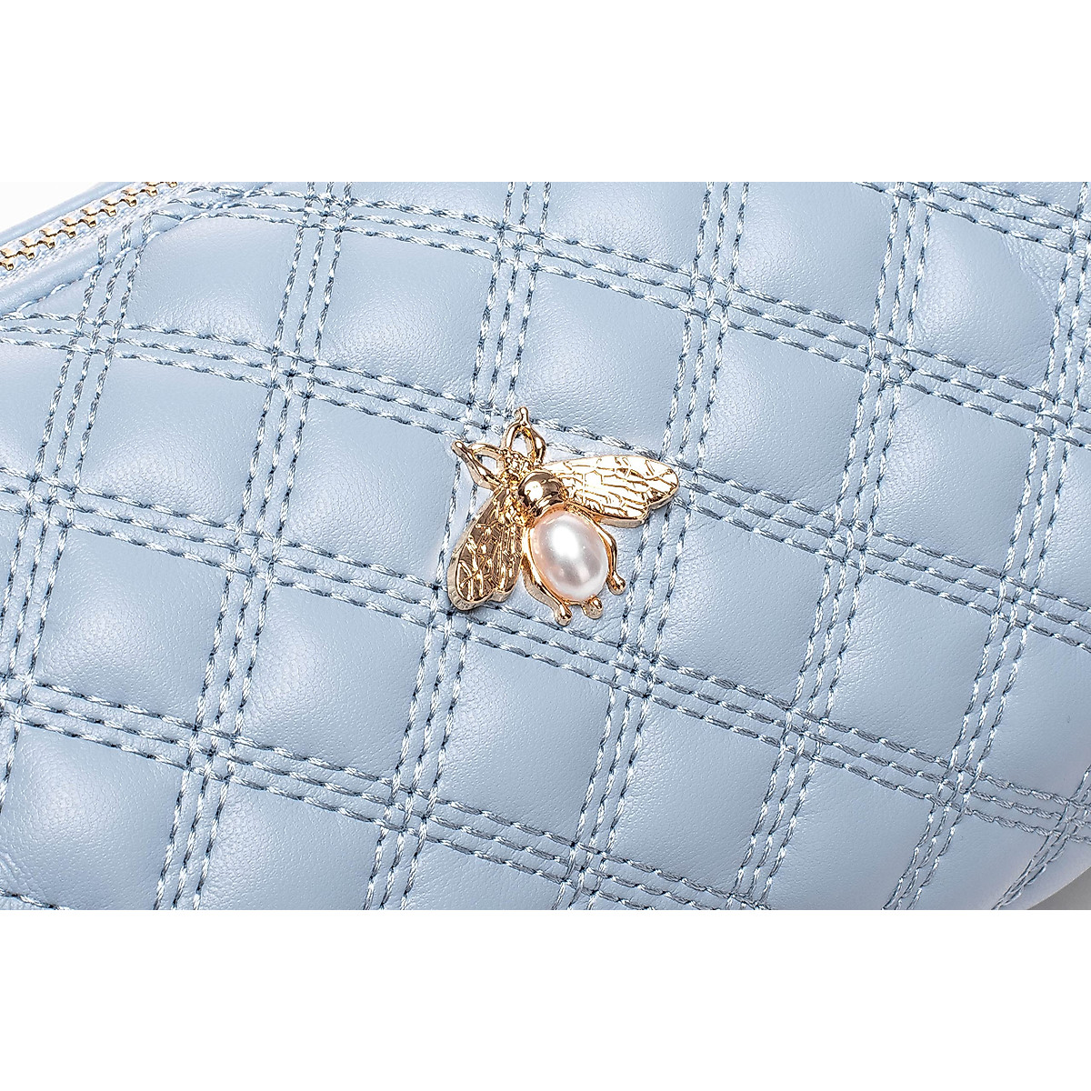 Hanbella Crossbody Purse for Women - Cute Quilted Leather Shoulder Bag with Gold Chain Strap for Teen Girls - Womens Clutch