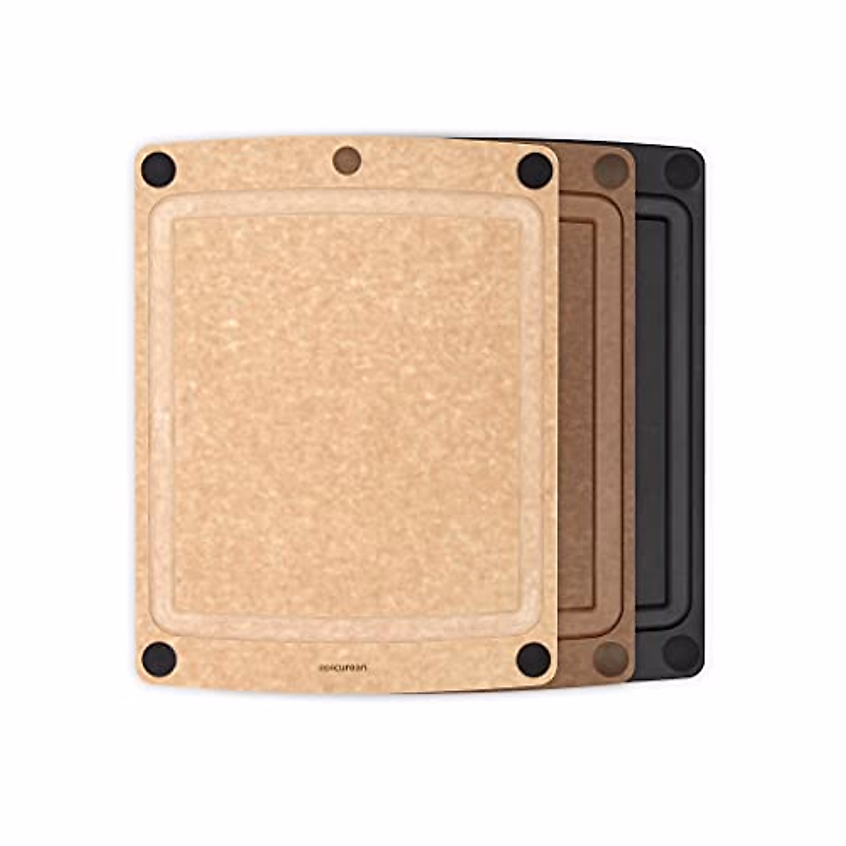 Epicurean All-In-One Cutting Board with Non-Slip Feet and Juice Groove, 11.5" × 9", Natural/Black