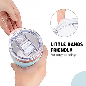 Mollcity kids Cup-9 oz Stainless Steel Vacuum Insulated Tumbler Lids and Straws- Kids Smoothie Cup Spill Proof, BPA Free(Blue)