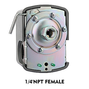 Solimeta Adjustable Air-Pump Pressure Switch 1/4"NPT Female, 40/60 psi Pressure Setting, Pressure Switch for Water Pump, Well Pressure Switch, Pump Pressure Switch