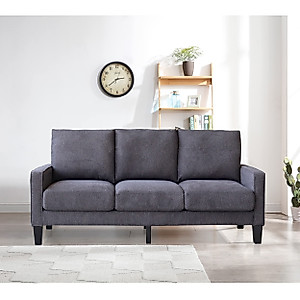 LCH Large, Three-seat Classic Chesterfield Settee Sofa Modern 3 Seater Couch Furniture Tufted Back for Living Room (Dark Grey)