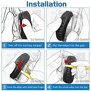 Geekria QuickFit Protein Leather Replacement Ear Pads for Marshall Monitor Headphones Ear Cushions, Headset Earpads, Ear Cups Repair Parts (Black)