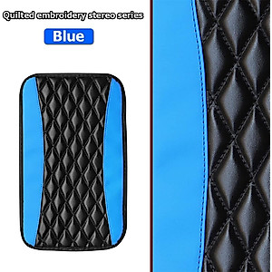 XINLIYA Car Center Console Cushion Pad, Universal Leather Waterproof Armrest Seat Box Cover Protector,Comfortable Car Decor Accessories Fit for Most Cars, Vehicles, SUVs (Blue)