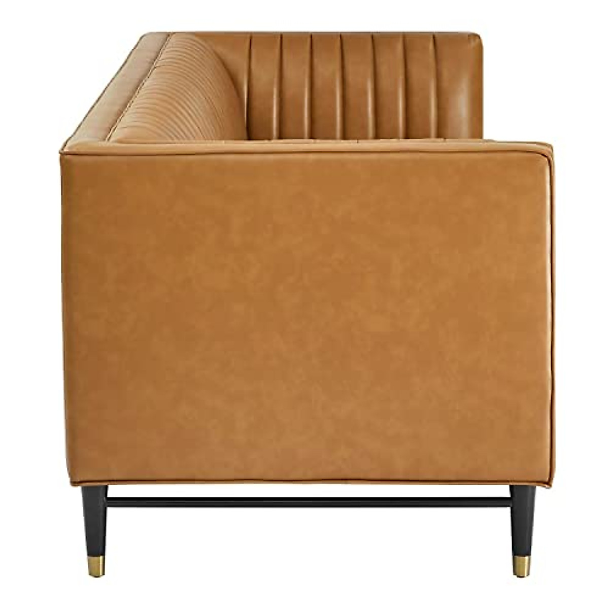 Modway Devote Channel Tufted Vegan Leather, Sofa, Tan