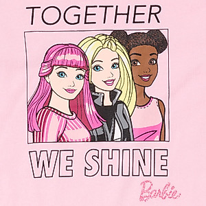 Barbie Little Girls Zip Up Fleece Hoodie Graphic T-Shirt and Leggings 3 Piece Outfit Set Gray 6