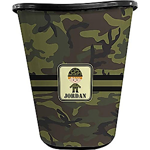RNK Shops Green Camo Waste Basket - Single Sided (Black) (Personalized)