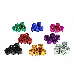Alloy Metal 9mm Bullet Buttons Mod Kit ABXY & Guide Button for Xbox One xboxone Controller (Red)