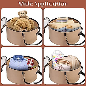 Pehciroe Hat Boxes for Women & Men Storage Large Felt Hat Boxes Storage Round Foldable Hat Carrier Travel Cowboy Hat Storage Box Storage for Hats Toy Clothes with Lid, Khaki