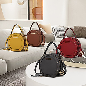 MKF Collection Circle Crossbody Bag for Women, Designer Lady Purse Round Messenger