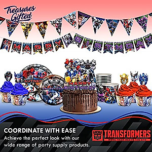 Treasures Gifted Officially Licensed Transformers Cupcake Toppers & Wrappers 24ct - Transformers Cake Decorations - Transformers Birthday Party Supplies - Transformers Birthday Decorations
