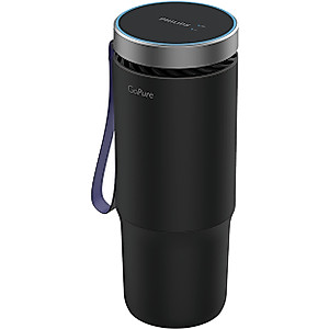 Philips GoPure GP5611 Small Portable HEPA Air Purifier with LED UVC Purification, for Car, Truck, RV/Camper, Reducing Allergens, Bad Smells, Smoke, Pet Odors, Bacteria, Viruses,Black