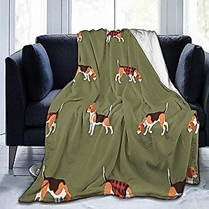 Beagle Buffalo Plaid Ultra Soft Flannel Fleece All Season Light Weight Living Room/Bedroom Warm Blanket