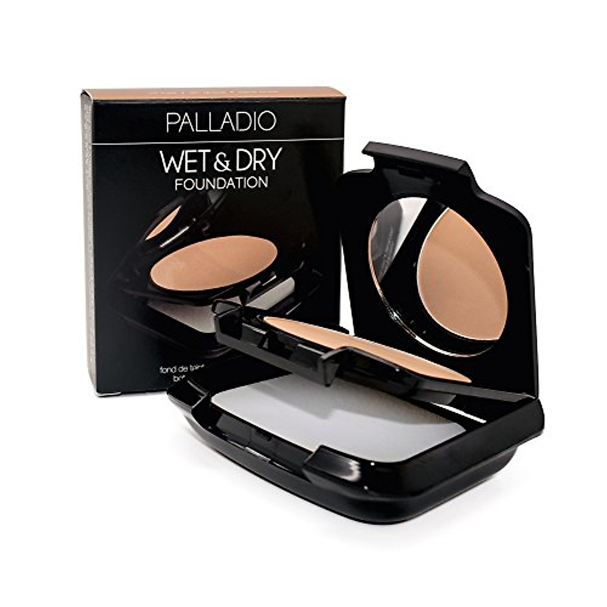 Palladio Dual Wet and Dry Foundation with sponge and Mirror, Squalane Infused, Apply Wet for Maximum Coverage or Dry for Light Finishing and Touchup, Minimizes Fine Line, All day Wear, Cypress Beige