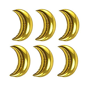 24 Inch Moon Foil Balloon Mylar Balloons for Baby Shower,Wedding,Party Decoration (6pcs,Gold)