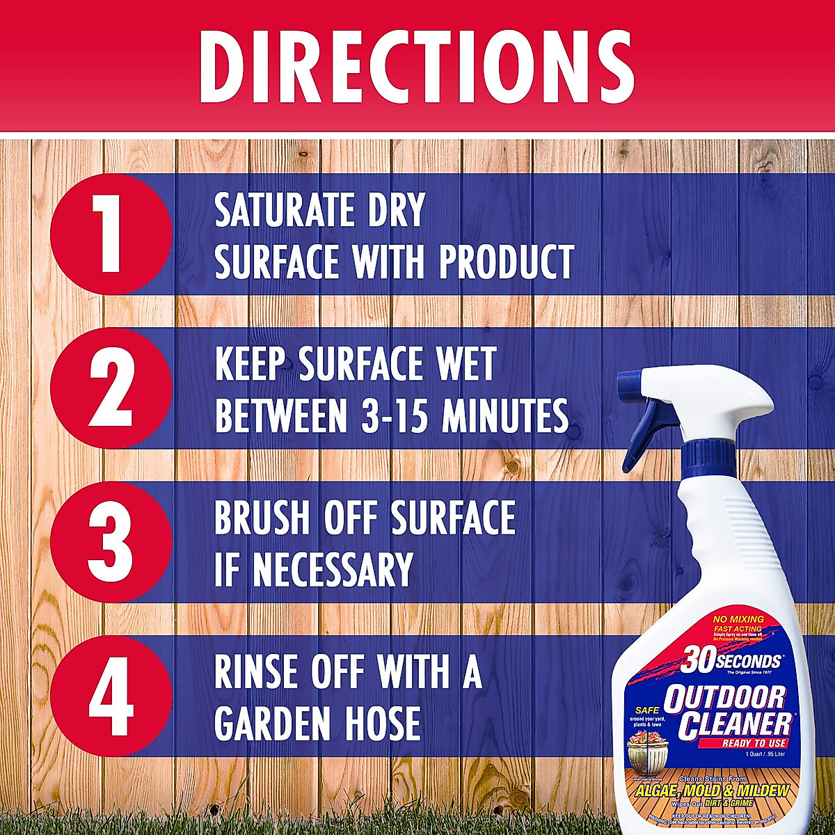 30 SECONDS Outdoor Mold & Mildew Stain Remover Spray | Ready To Use | 32 fl. oz. | 2 Pack