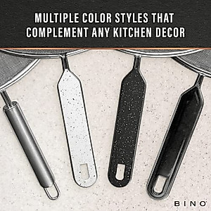 BINO 2-Piece Stainless Steel Splatter Screen with Handle Set - Black | Oil & Grease Skillet Guards | Bacon Screen Splash Protector | Frying Screen | Mesh Splatter Screen | Kitchen Cookware Essentials
