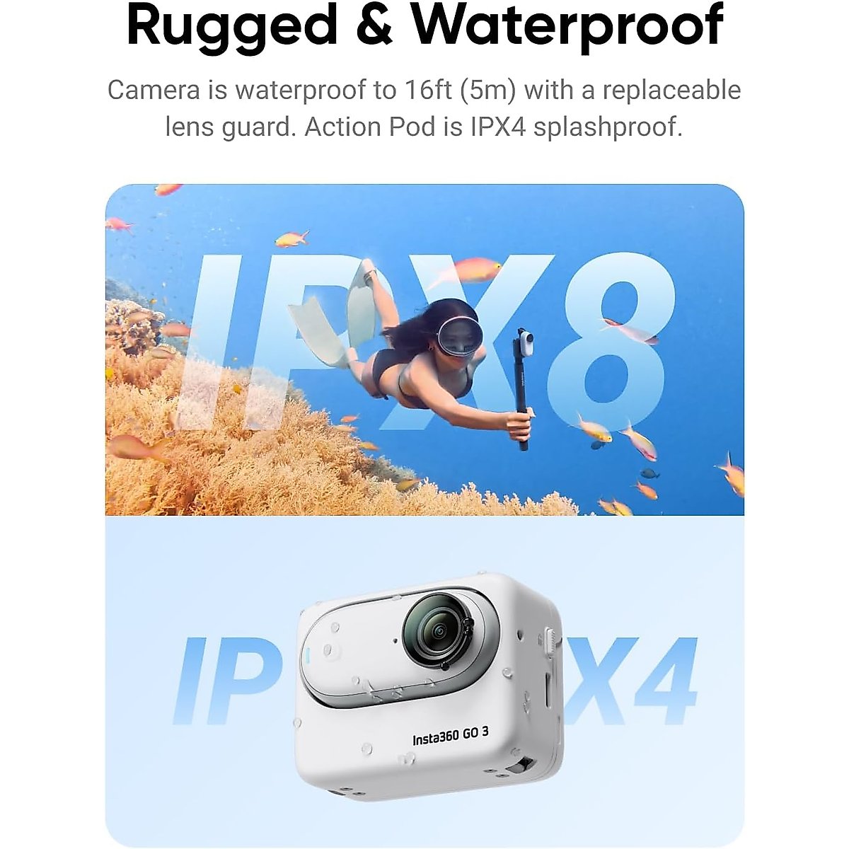 Insta360 GO 3 – Waterproof Mini Action Camera with 2.7K 2720 Video & 2936 Photo, FlowState Stabilization, POV Capture, AI Auto Editing, Action Pod Touch Screen and Wearable Camera Accessories(128GB)