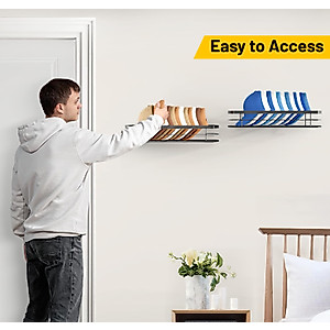 KIMBORA Metal Hat Rack for Wall, Hat Organizer for Baseball Caps Holds 30 Hats Wall Mounted Baseball Hat Storage Organizer Fits All Caps Shelves, 2 Packs Hat Holder Display, Black