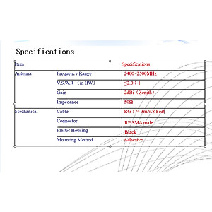 WiFi Antenna WiFi, WiMAX and Bluetooth Rectangular Shape Adhesive Mount