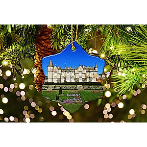 "N/A" UK Scotland Ballater Balmoral Castle Christmas Ceramic Ornament Xmas Tree Decor Souvenirs Double Sided Snowflake Porcelain Home Gifts