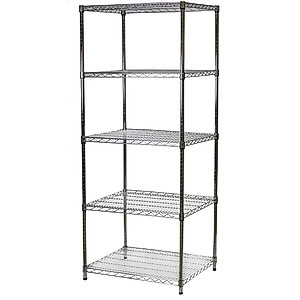 Shelving Inc. 24" d x 30" w x 84" h Chrome Wire Shelving with 5 Tier Shelves, Weight Capacity 500lbs Per Shelf