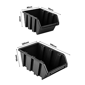 PAFEN Workshop Shelf Storage System - 1152 x 780 mm - Wall Shelf with Black Stacking Boxes, Red Tool Holder - Shed Shelf Wall Plates Extra Strong