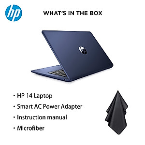 HP Premium 14-inch HD Laptop, Intel Dual-Core Processor Up to 2.6GHz, 16GB RAM, 64GB eMMC Storage, Webcam, Bluetooth, HDMI, Wi-Fi, Blue, Windows 11 with 1 Year Microsoft 365 (Renewed)