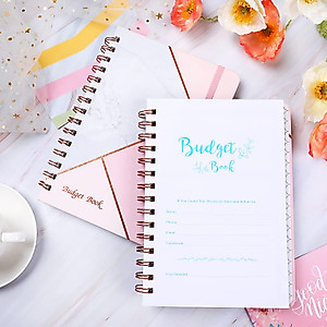 Budget Planner Book, 12 Monthly Financial Organizer, 6" x 8.2", Planner Organizer with Expense Tracker Undated Accounts Book, Account Book with Pocket, Stickers - Pink Marble