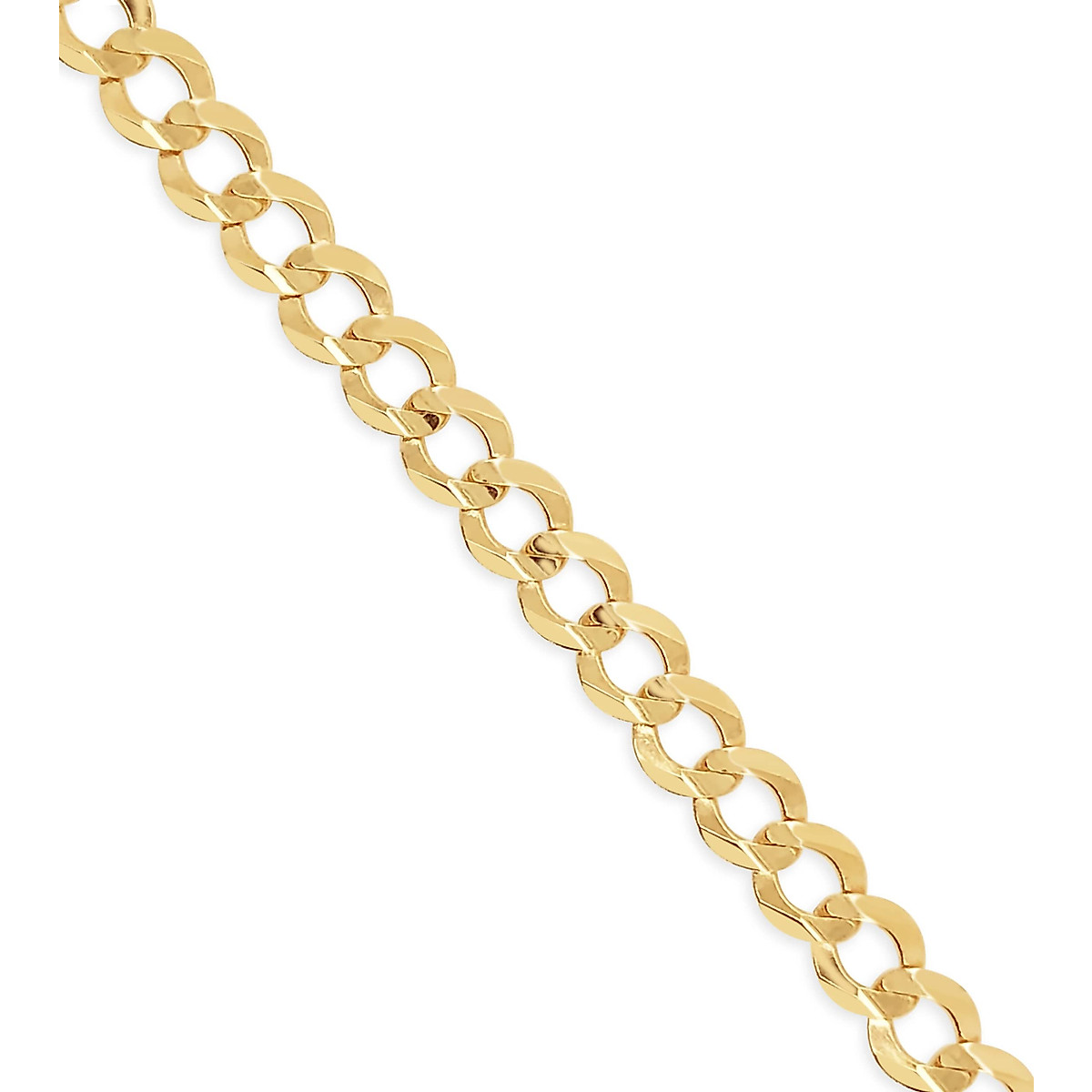 Olive & Chain Solid 10k Gold Curb Link Chain Bracelet for Men/Women, Yellow Gold, Hypoallergenic, Lobster Clasp Closure (6 mm, 8 Inch)