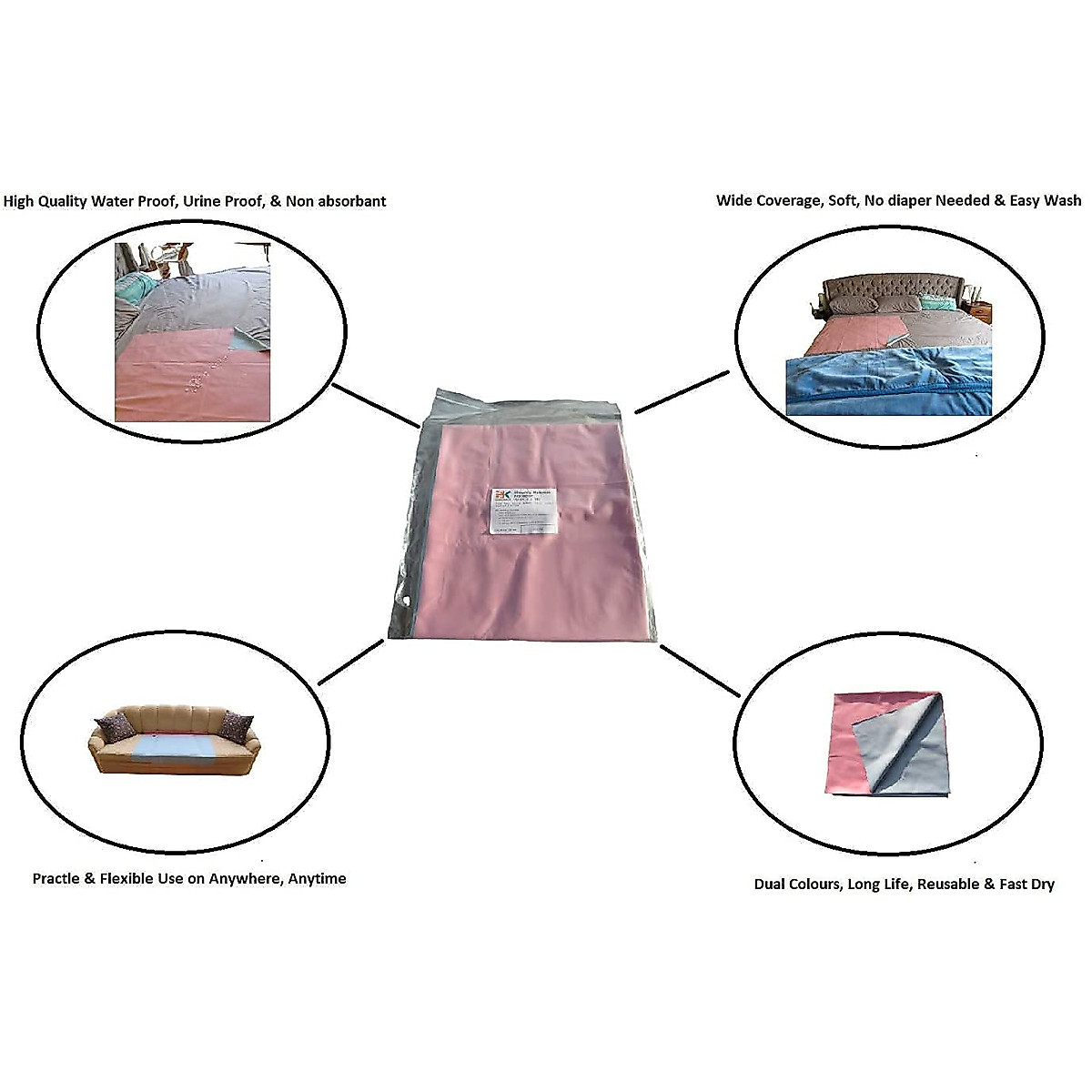 HK Mattress Protector Crib, Mackintosh Bed Sheet for Baby, Rubber Sheet for Urine Bedwetting, Reusable Mat for Toddler, Washable Bed Pads for Incontinence, Waterproof Material, 1 Meter