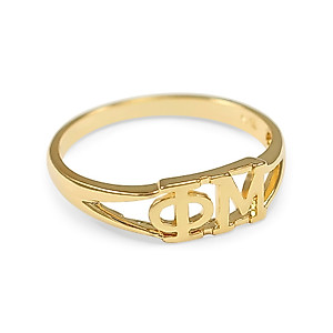 The Collegiate Standard Phi Mu 14k Gold Plated Sorority Ring with Greek letters (11)