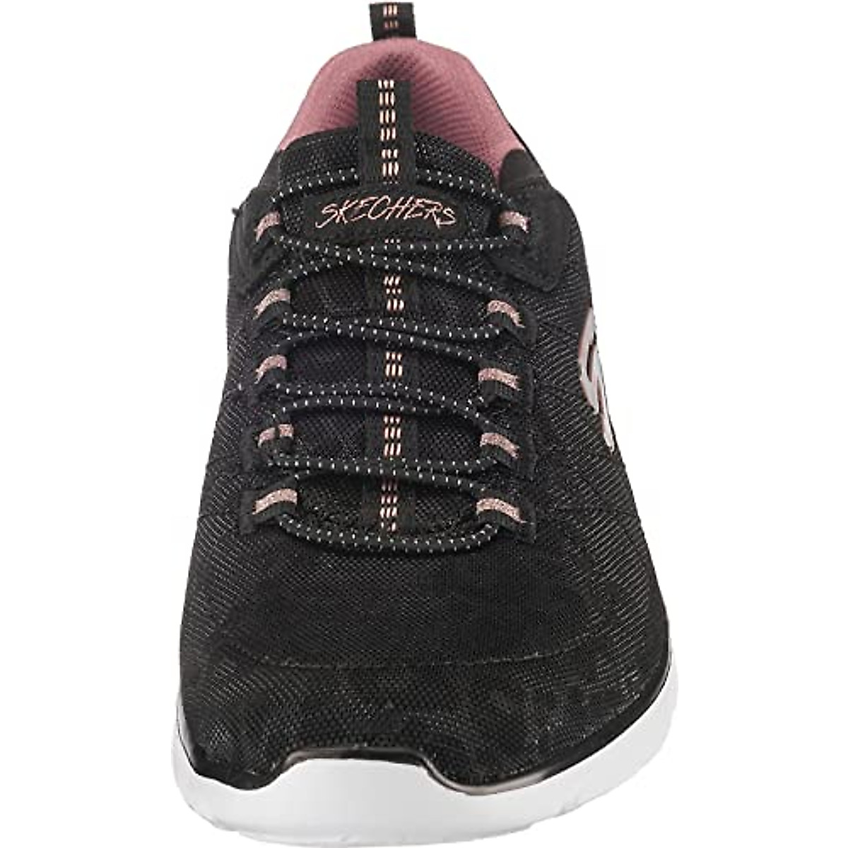 Skechers Women's Empire D'lux-Spotted Sneaker, Black/Rose/Gold, 7.5 M US