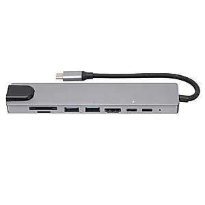 Docking Hub 8 in 1,Type‑C to High‑Definition Multimedia Interface USB PD Expansion Dock for Transfer Data,Support Type‑C,USB2.0,RJ45, Memory Card, Storage Card