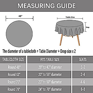 Heavy Weight Cotton Linen Tablecloth, Plaid Tassel Round Table Cover for Kitchen Dining Small Table 24"-40" (2 Seats), Round - 48", Blue Green