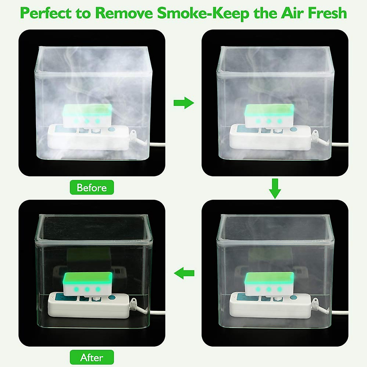 Air Purifier Plug in for Home, 2 Pack Mini Plug in Air Purifier, Portable Travel-Size Air Purifier Plug in Wall for Smell, Pet Dander, Bedroom, Hotel, Office（Green）