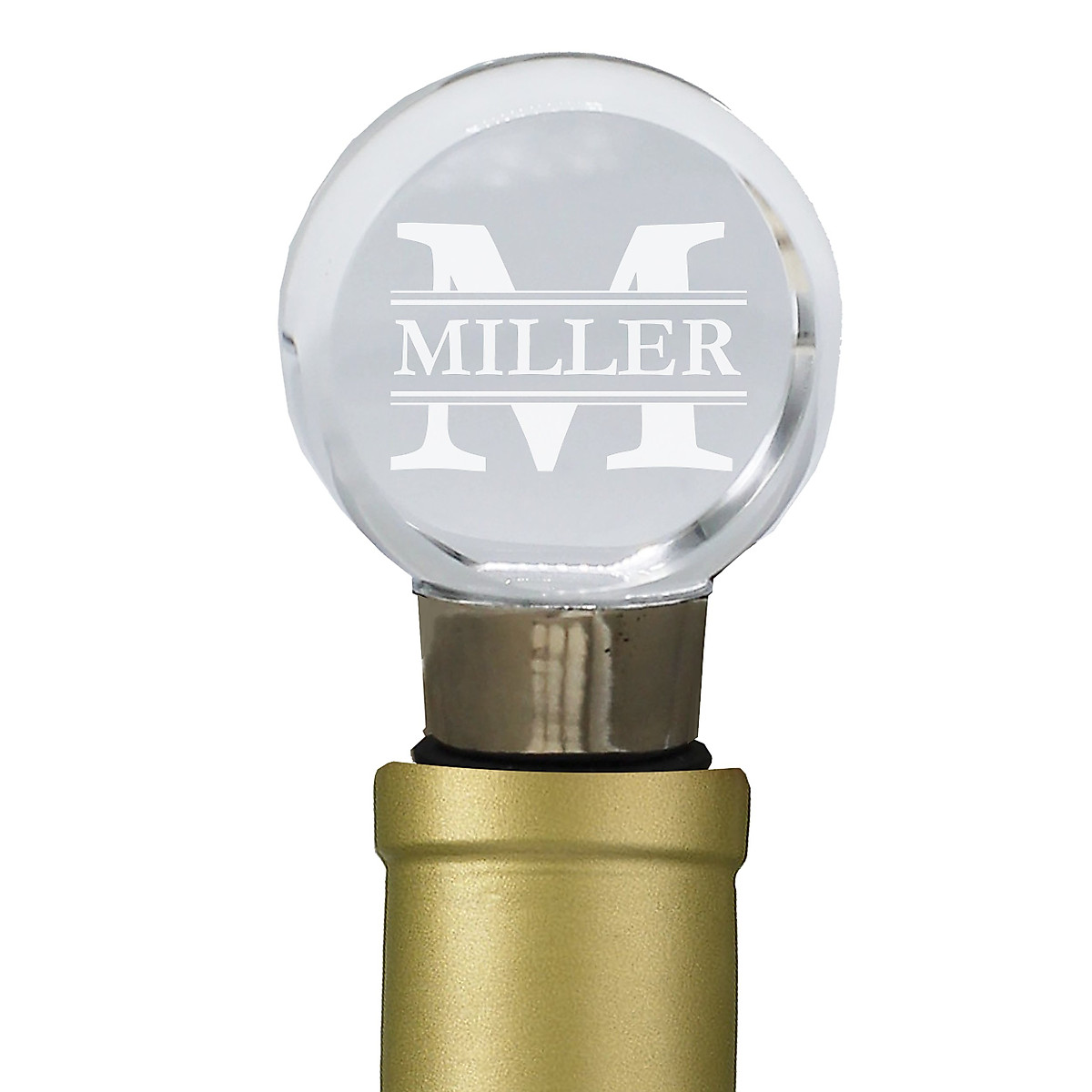 Custom Personalized Premium Crystal Glass Wine Bottle Stopper with Box - Engraved and Monogrammed