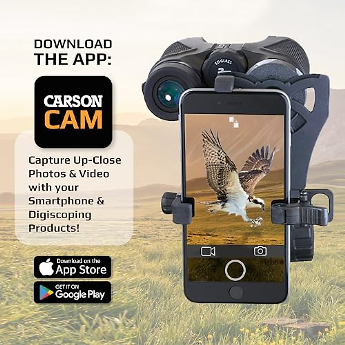 Carson HookUpz 2.0 Universal Smartphone Optics Digiscoping Adapter for Binoculars, Spotting Scopes, Telescopes, Microscopes, Monoculars and More (IS-200)