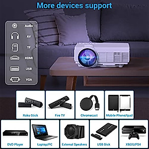 Projector with WiFi and Bluetooth, 5G WiFi Native 1080P 8500L YOWHICK Outdoor Projector 4K Support, Mini Portable Movie Projector with Screen, for HDMI, VGA, USB, Laptop, iOS & Android Phone