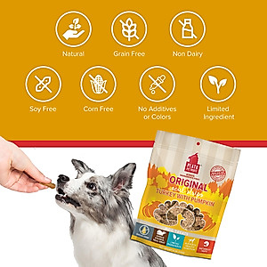 PLATO Turkey Real Strips Natural Dog Treats - Real Meat - Air Dried - Made in the USA - Turkey & Pumpkin, 3 ounces