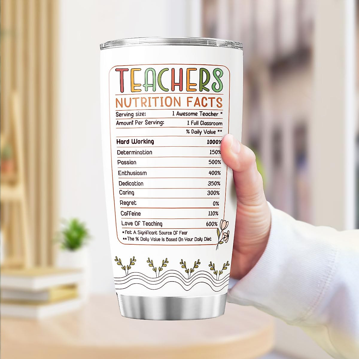 HUBUPU Teacher Gifts, Teacher Plant Seeds, Tumblers For Women Teachers Gift Steel Pack Music Appreciation Stainless Cups Coffee, Tumbler 20 Oz With Lid And Straw