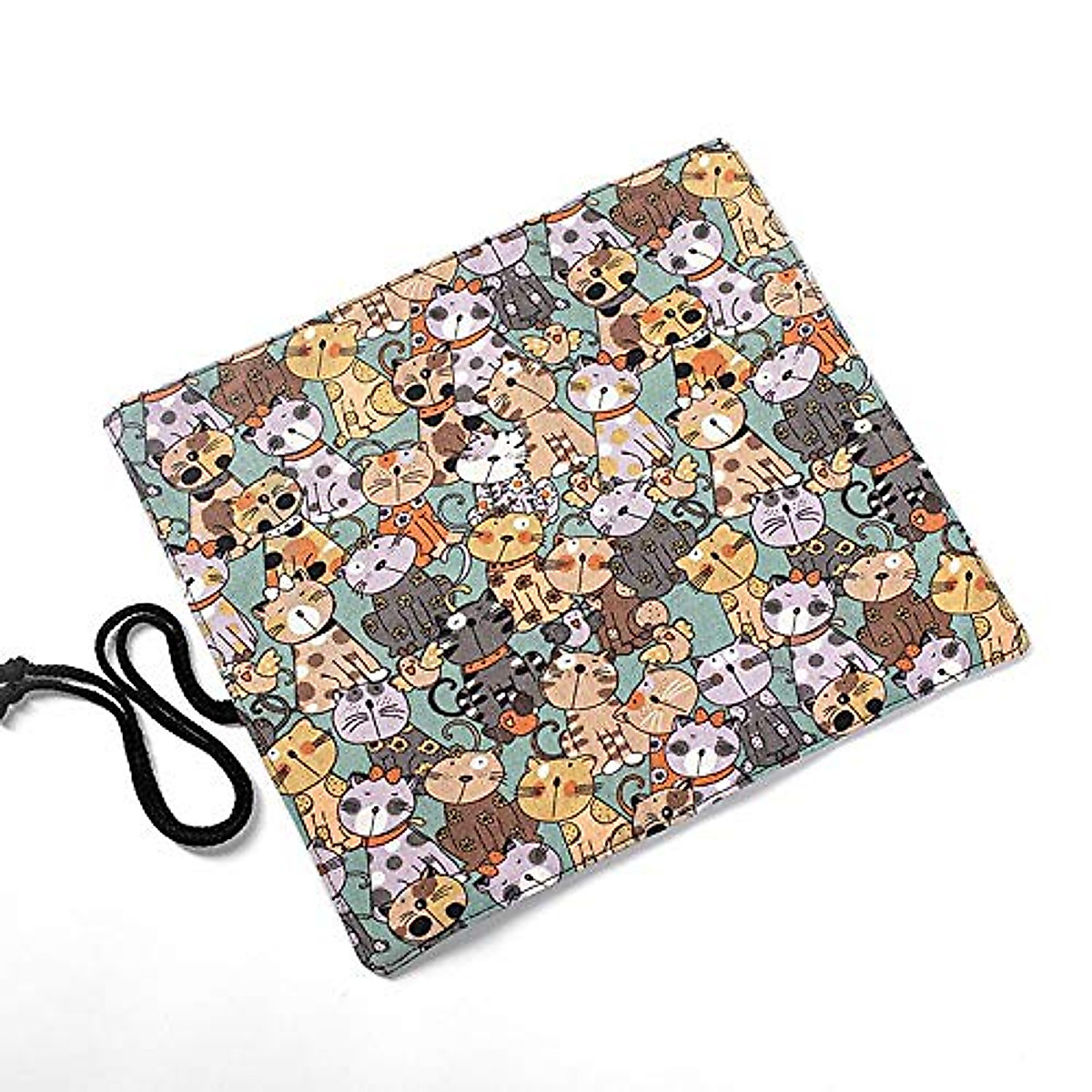 20 Slots Artist Paint Brush Roll Up Bag Holder Canvas Pouch Makeup Case Organizer Rollup Protection（Without Brushes） (Cat/B)