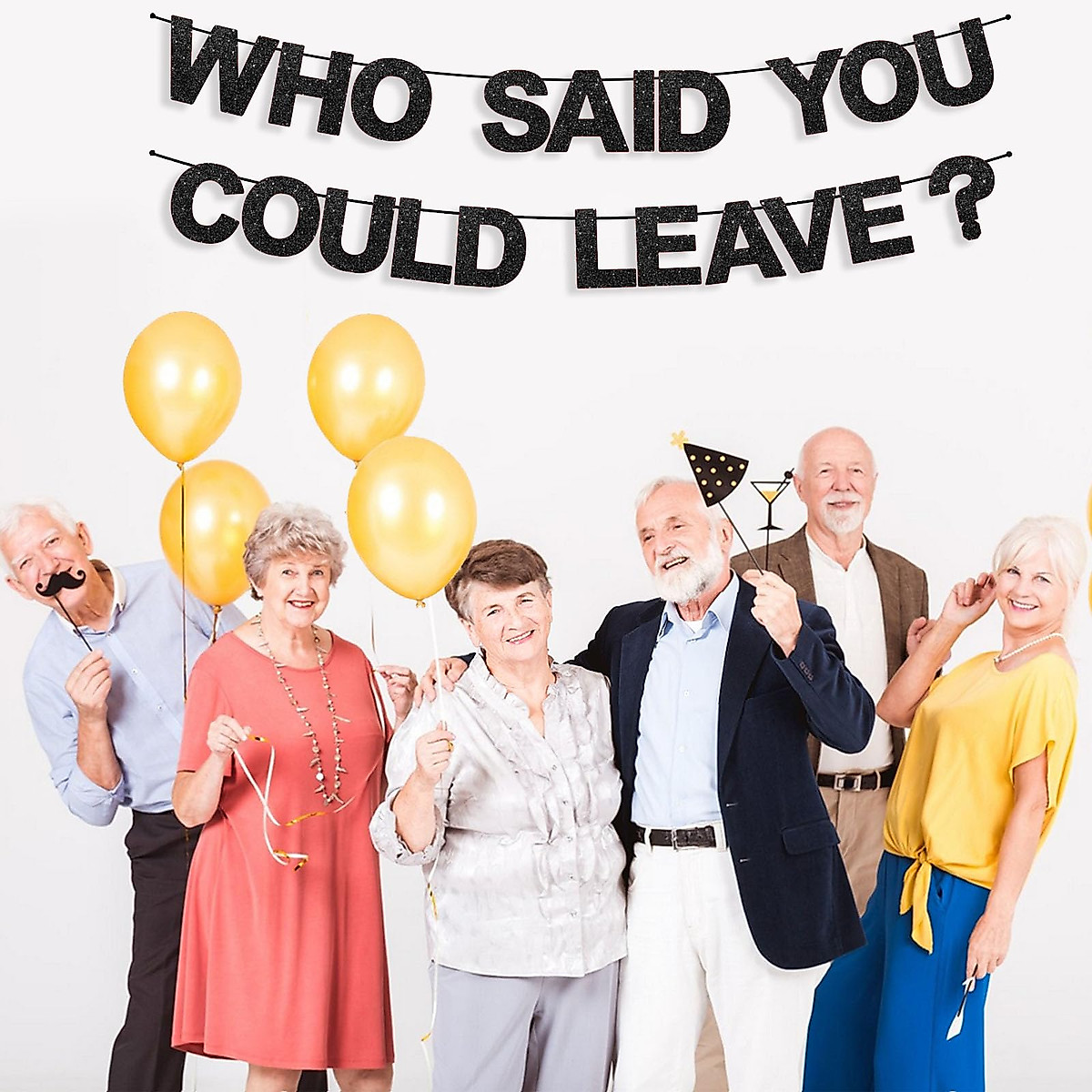 FALIZIFU Who Said You Could Leave Banner Black Glitter Retirement Banner Going Away Banner for Women Men Office Farewell Graduation Goodbye Party Supplies Farewell Banner