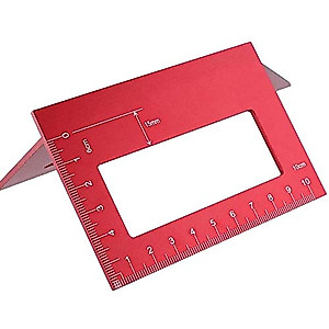 Aluminum Alloy Saddle Layout Square Gauge with 2 Pencils,Multifunctional 45/90 Degree Angle T Ruler 3D Mitre Angle Woodworking Measuring Tools