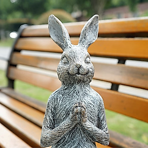 OWADAR Antique Praying Rabbit Bunny Statue Figurine 13" Yoga Bunny Rabbit Sculpture Indoor Outdoor Home Garden Patio Yard Lawn Decoration