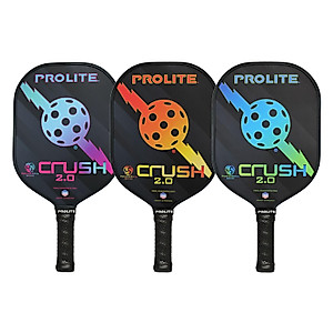 PROLITE Crush PowerSpin 2.0 Pickleball Paddle - Reactive Fiberglass with UV Protection Graphics and a 14 mm PolyCore - Made in The USA Since 1984 - Color Design: HIGH Tide
