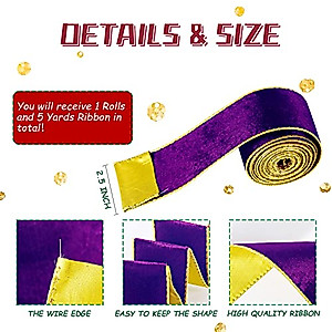 Purple Wired Velvet Ribbon for Gift Wrapping, Chrisrtmas Tree (2-1/2 inch, 5 Yards)