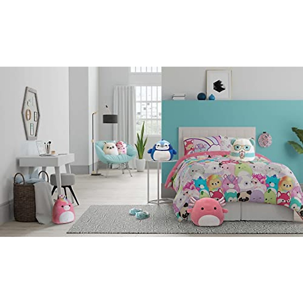 Franco Squishmallows Bedding Super Soft Comforter and Sheet Set with Sham, 5 Piece Twin Size