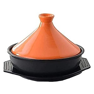 23Cm With Wooden Shovel Moroccan Tagine Pot Casserole Pot For Different Cooking Styles For Home Kitchen 22.5.29 (Color : Orange)