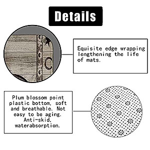 Camille&Andrew 4PCS Western Shower Curtain Set, Horseshoe Texas Star Barn Star Wooden Barn Door Country Rustic Farmhouse Bathroom Decor, Waterproof Fabric Shower Curtain, Non-Slip Bath Mat Toilet Rug