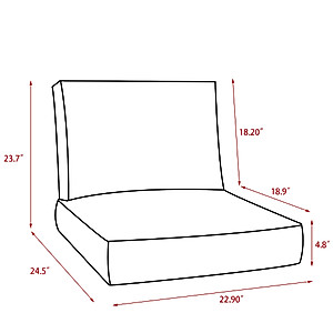 UIXE Outdoor Deep Seat Cushion Set with Sunbrella Slipcovers, Patio Furniture Cushions & Back Pad, Water-Resistant Outdoor Cushion Covers Backyard Sectional Sofa Cushions for Bistro Chair - Coffee